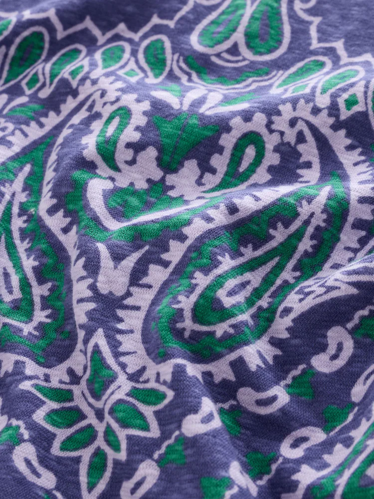 Ljubičasta Bandana Print - Look majica kratkih rukava s izrezom u obliku slova V
