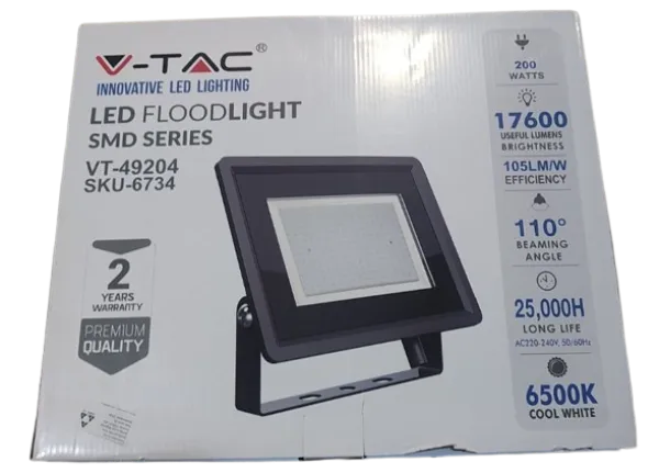 V-TAC LED REFLEKTOR 200W SMD 6500K 17600Lm, 400x33x333mm, 3KG, VT6734