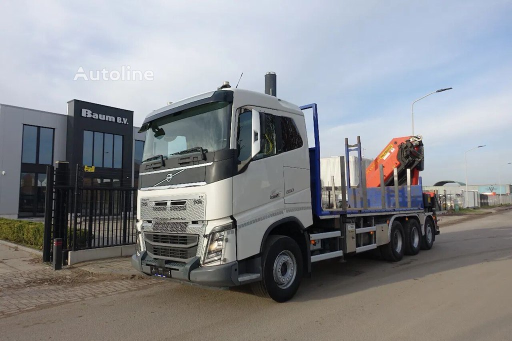 Volvo FH 16 650 8X4 TRIDEM / PALFINGER 65002 KRAAN / 65 TM KRAAN / BEL kamion s ravnom platformom