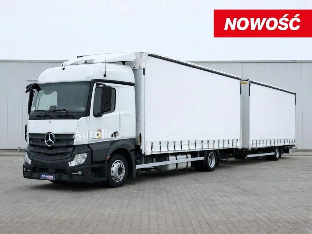Mercedes-Benz ACTROS 1830 / ZESTAW TANDEM 120 M3 / PRZEJAZDOWY / 7,75 M + 7,75 kamion sa klizna zavesa cerada + prikolica sa kliznom ceradom