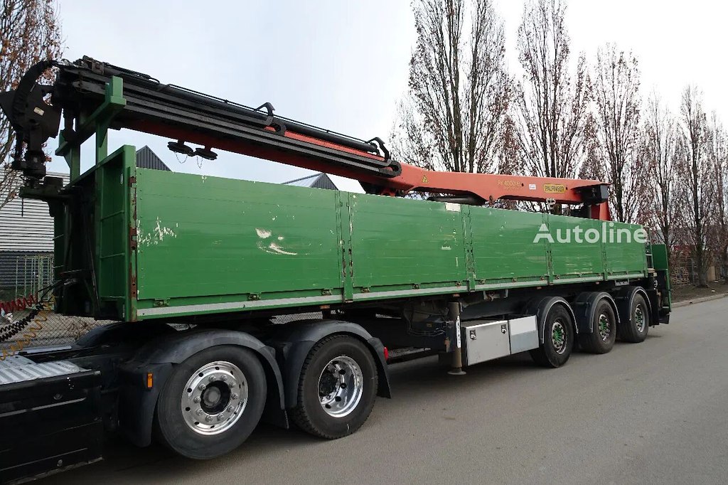 KWB 3 ASSIGE TRAILER / BOUWKRAAN PALFINGER PK 40001 KRAAN / 40 TM KR poluprikolica sa ravnom platformom