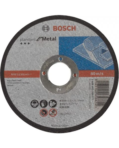 BOSCH Rezna ploča ravna Standard for Metal A 30 S BF, 115 mm, 22,23 mm, 2,5 mm, 2608603164, 25 komada