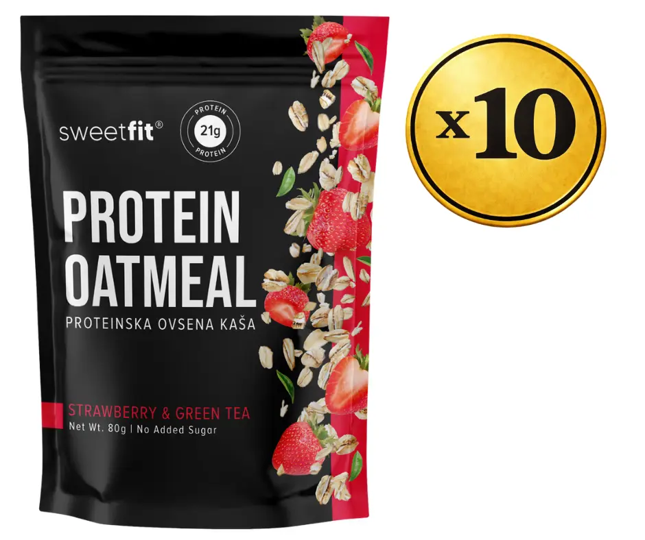 SweetFit Proteinska kaša, Jagoda i Zeleni čaj, 10 komada