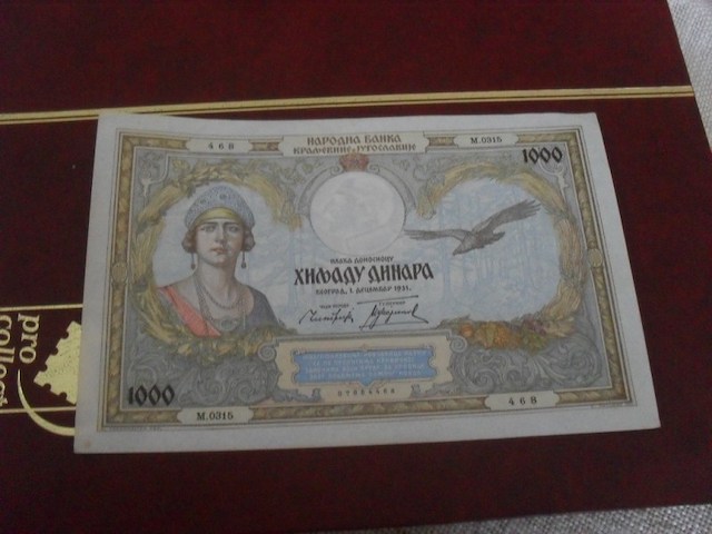 1000 DINARA 1931.