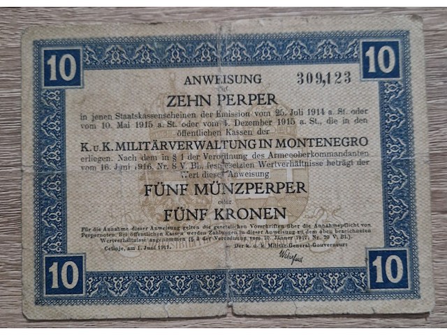 10 perpera 1917
