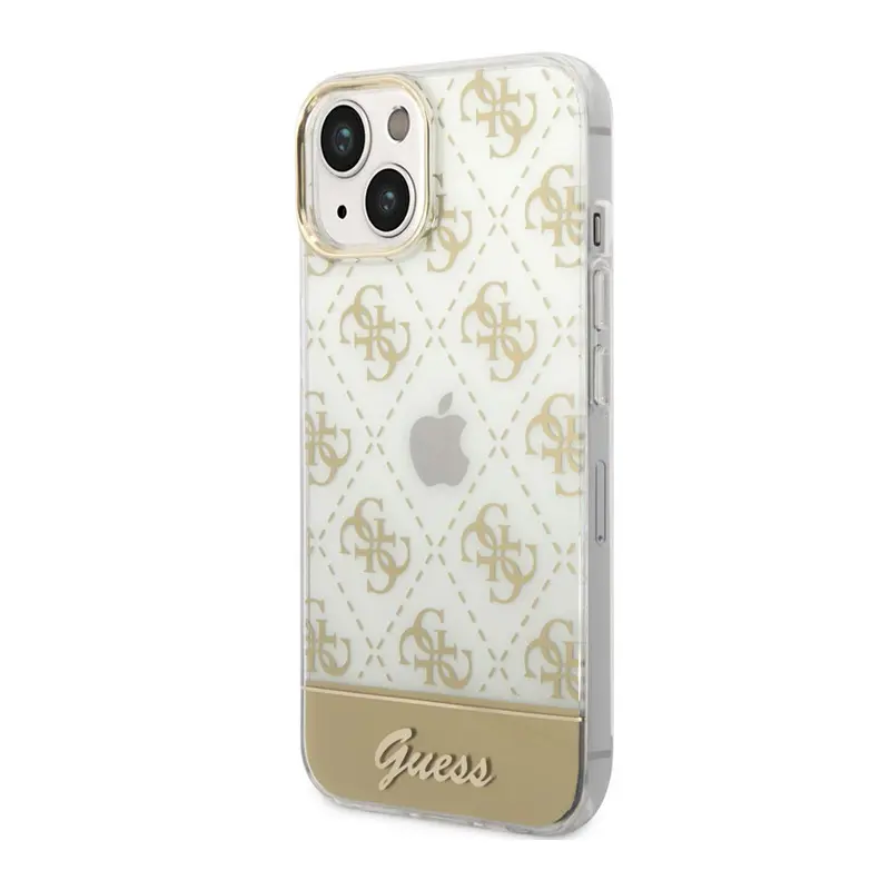 Maska Guess PC/ TPU Peony Glitter Script Logo za iPhone 14, Zlatna