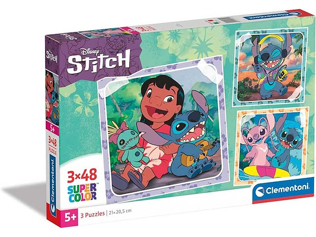 Puzzle slagalice za decu 3x48 delova Disney Lilo and Stitch Clementoni 25321