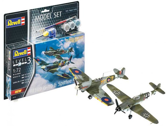 Revell Komplet za sklapanje borbenih aviona Messerschmitt Bf109G-10 i Spitfire Mk.V 1:72 63710