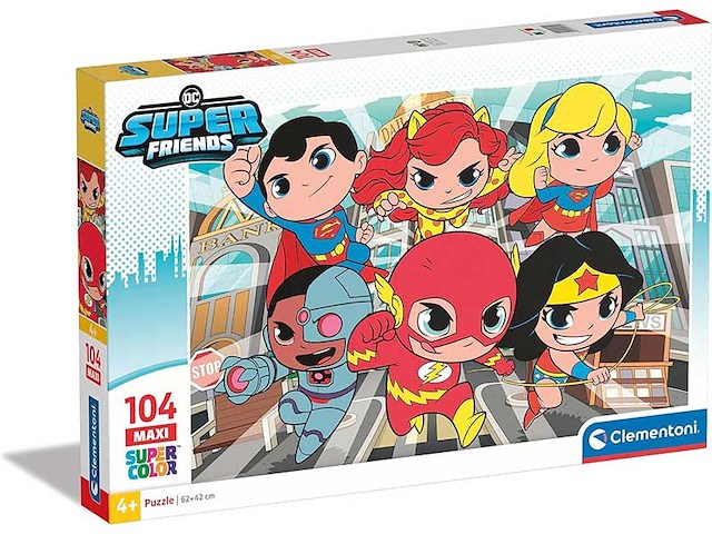 Puzzle slagalice za decu 104 maxi dela Super prijatelji DC Comics Clementoni 25720