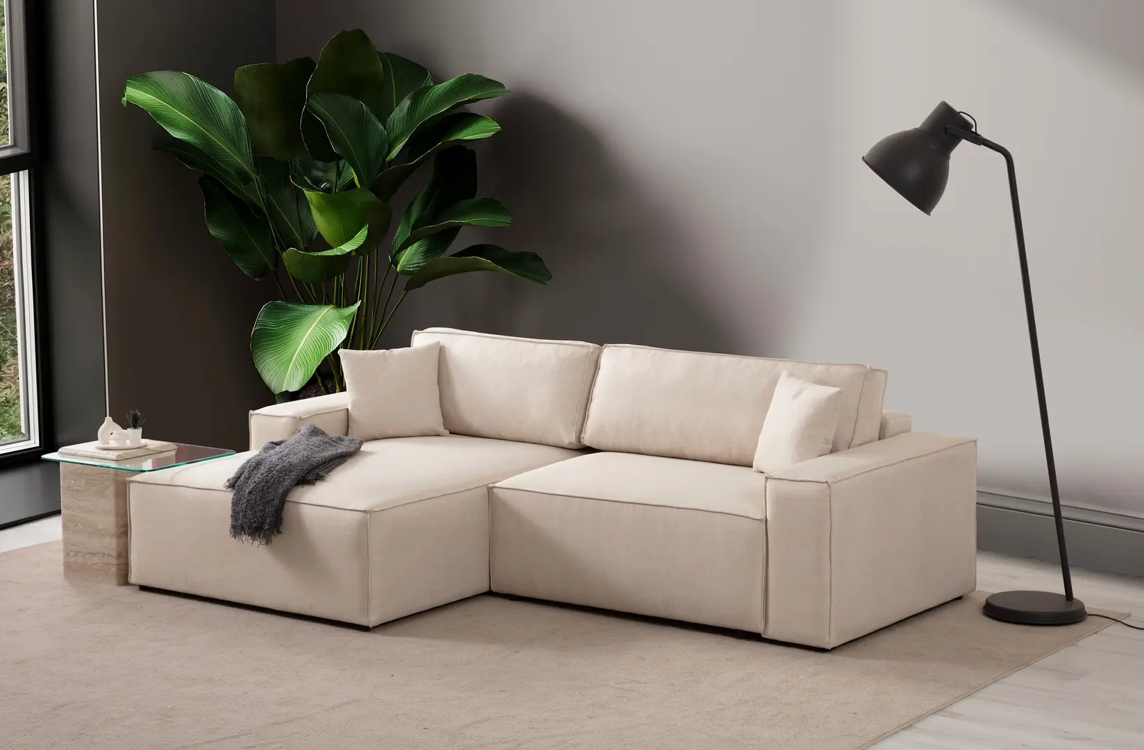 Atelier del Sofa Ugaona garnitura Pirlo 145x43x206cm Bež