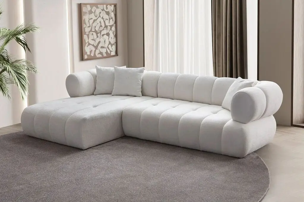 Atelier del Sofa Ugaona garnitura na razvlačenje Petra Left, 280 x 170 x 90 cm, Bela