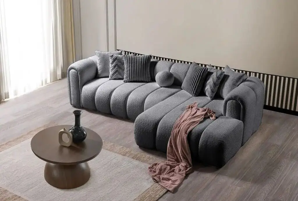 Atelier del Sofa Ugaona garnitura na razvlačenje N-Line Right, 265 x 185 x 95 cm, Tamnosiva