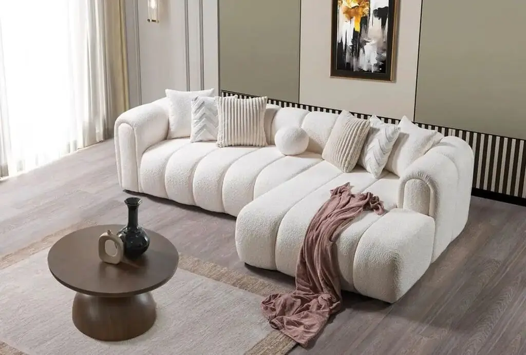 Atelier del Sofa Ugaona garnitura na razvlačenje N-Line Right, 265 x 185 x 95 cm, Bela