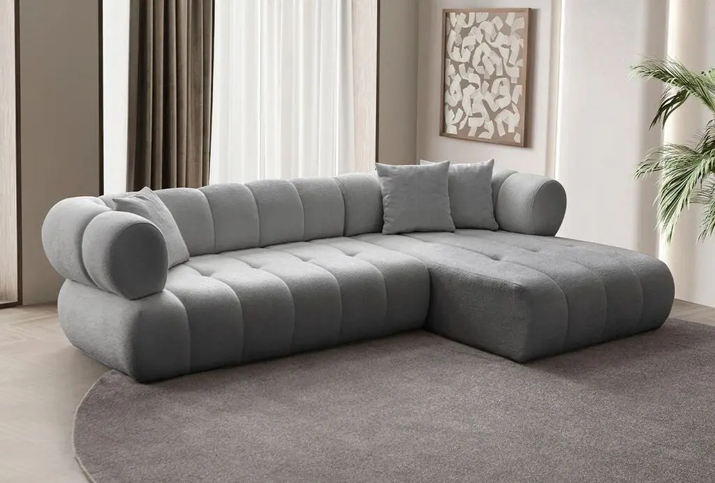 Atelier del Sofa Ugaona garnitura na razvlačenje Petra Right, 280 x 170 x 90 cm, Siva