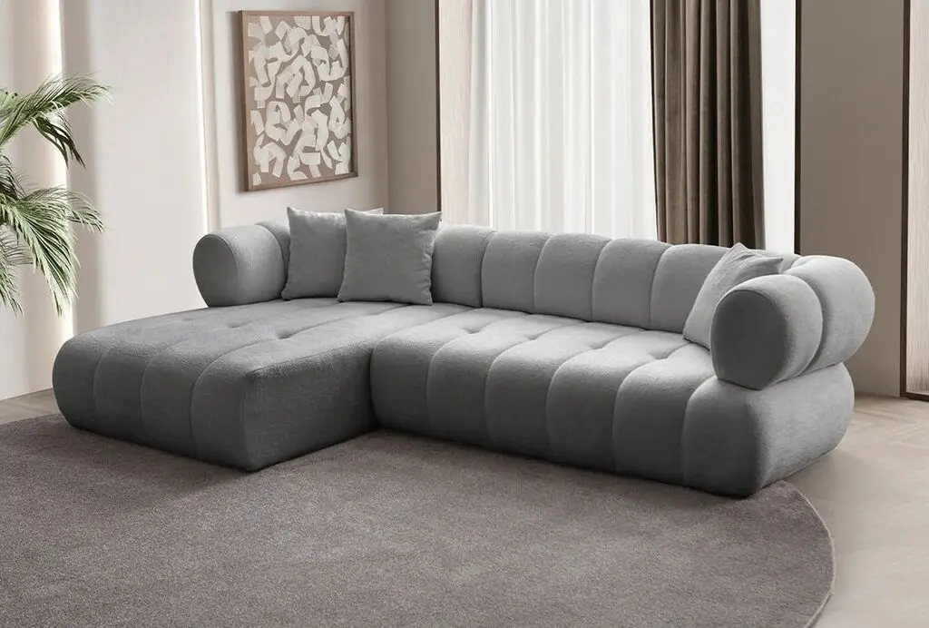 Atelier del Sofa Ugaona garnitura na razvlačenje Petra Left, 280 x 170 x 90 cm, Siva