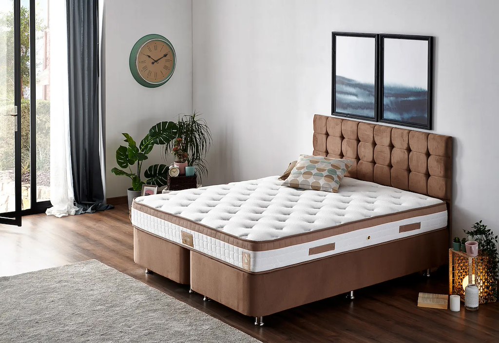 Hanah Home Bračni krevet sa prostorom za odlaganje Latte 160x38x200cm Crni