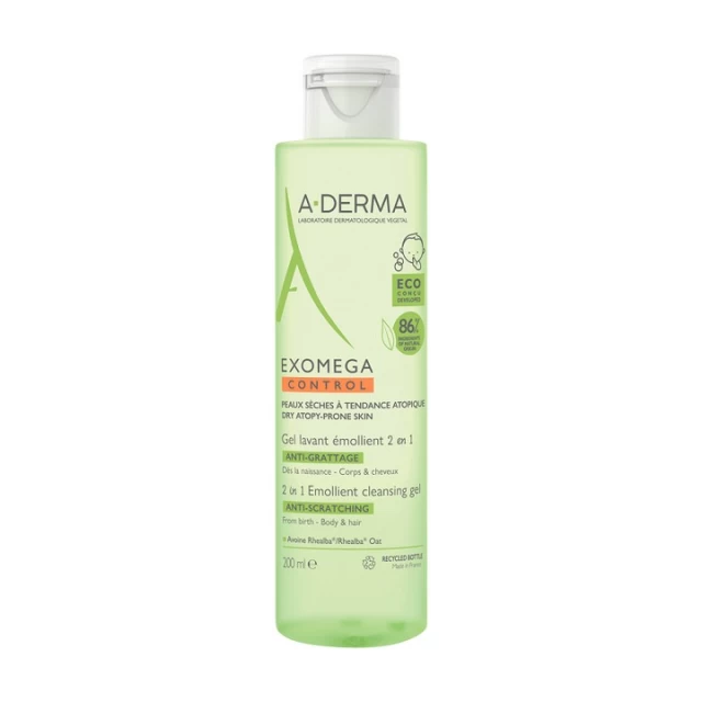 A-DERMA EXOMEGA CONTROL 2U1 GEL 200ML – Nežna higijena za suvu kožu sklonu atopiji