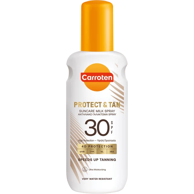 CARROTEN MLEKO U SPREJU ZA ZAŠTITU OD SUNCA PROTECT & TAN, SPF 30, 200ML – ZAŠTITA I INTENZIVNI TEN