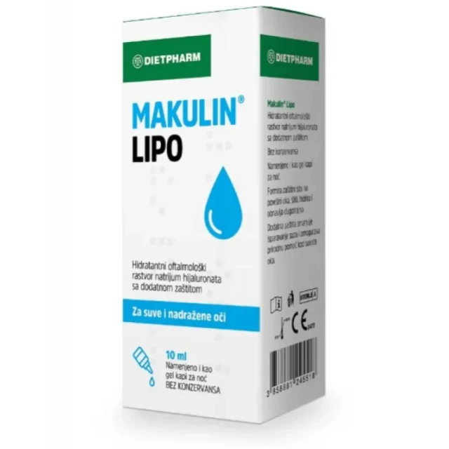 DIETPHARM MAKULIN LIPO KAPI ZA OČI 10 ML – NAPREDNA ZAŠTITA I HIDRATACIJA ZA SUVE OČI