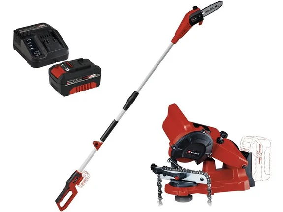 Einhell Aku SET Teleskopska lančana testera GC-LC 18/20, Power-X-Change 18V 4.0 Ah + Oštrač GE-CS 18