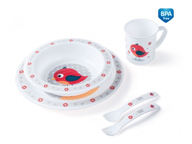 CANPOL Bebi set za hranjenje 4/401 BIRD crvena