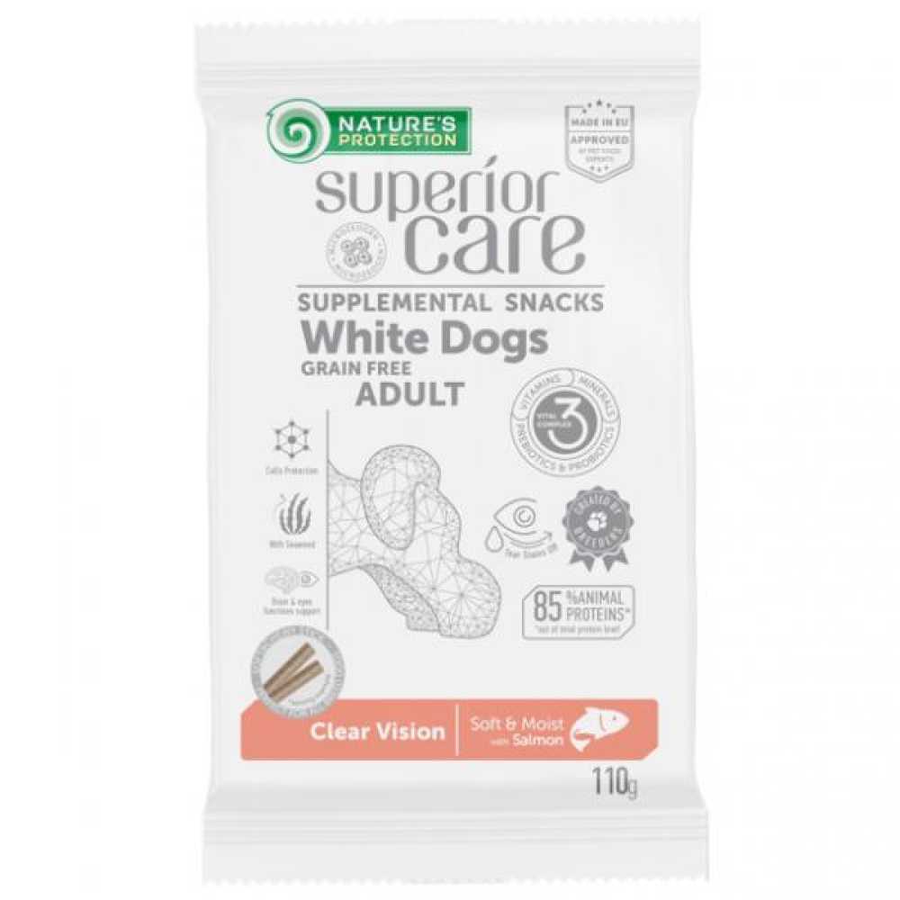 Nature's Protection Superior Care White dog poslastice za pse Clear Vision - Losos 110g