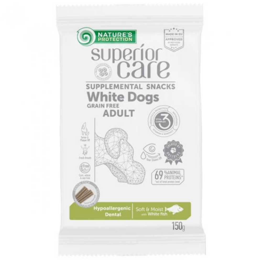 Nature's Protection Superior Care White dog poslastice za pse Hypoallergenic Dental - Bela riba 150g