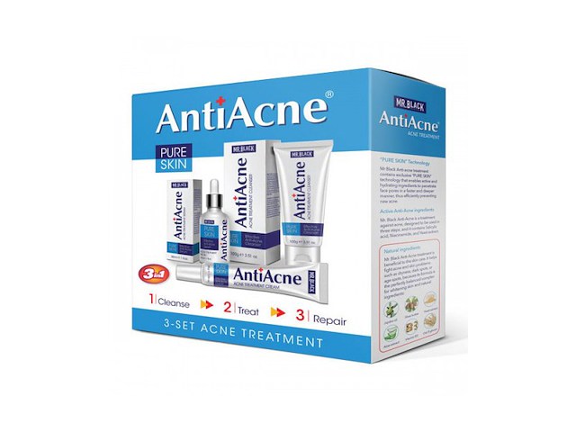 Mr.Black Anti Acne Set - Cleanser + Serum + Cream