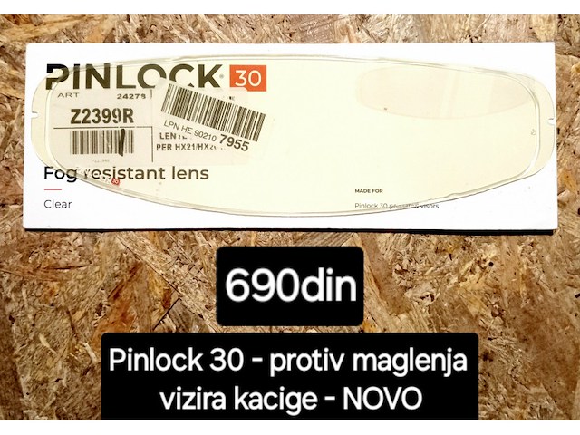Pinlock 30 protiv maglenja vizira kacige za motor -NOVO