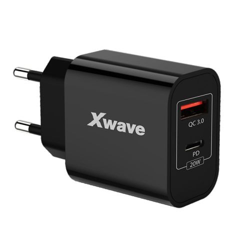 Xwave H20AC 20w USB brzi ZIDNI punjac za mobilne,tablete,dual A+C,PD,Crni