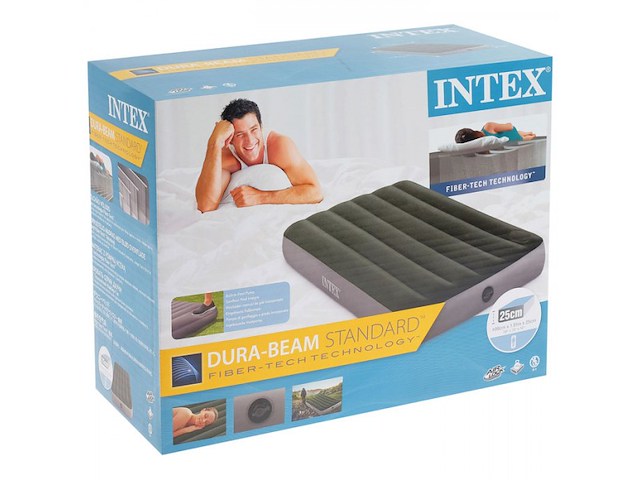 Intex Twin 64761 Dura-Beam Standard Downy Krevet Na Naduvavanje 99x191x25 cm Sa Nožnom Pumpom