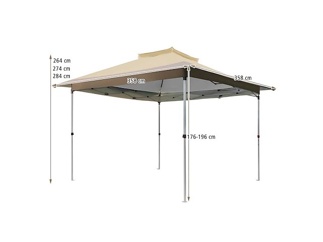 Sklopivi Gazebo sa Mehanizmom 3.5 x 3.5 m Podesiva Visina