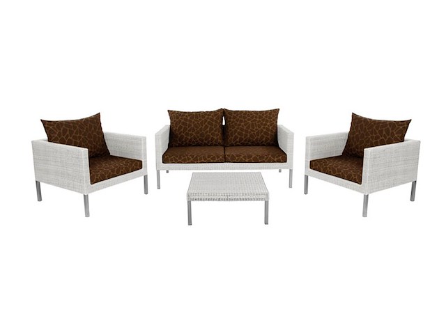 Lounge Set Oregano Vanila White - 2 Fotelje + Dvosed + Sto + Jastuci