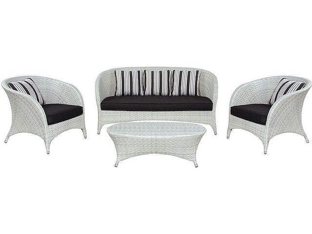 Lounge Set Las Vegas Wash White - 2 Fotelje + Dvosed + Sto + Jastuci