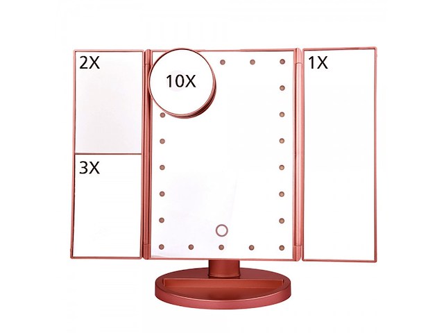 Ogledalo za šminkanje sa LED rasvetom bronzano