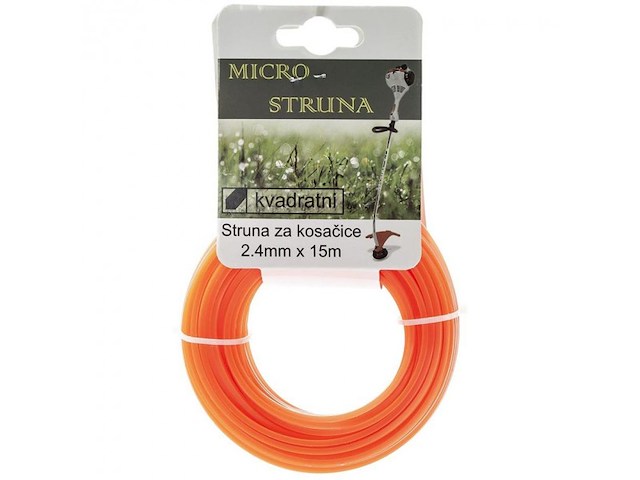 Struna za trimere za travu 2.4mm x 15m Kvadratni presek