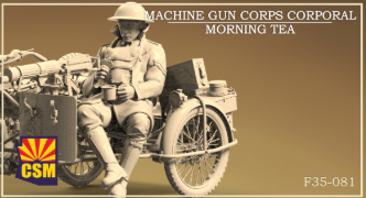 Copper State Models F35-081 Machine Gun Corps Corporal Morning Tea (3D-Printed)