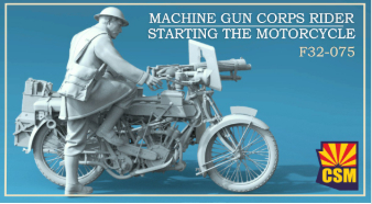 Copper State Models F32-075 Machine Gun Corps Rider Starting the Motorcycle (3D-Printed)