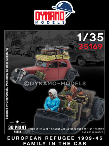 NEW! Dynamo-Models 35169 Civilian - Refugee Family in the Car (4 Figures / 3D-Printed)