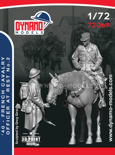 NEW! Dynamo-Models 72069 French 1940 Cavalry at Rest No.2 (2 Figures / 3D-Printed)
