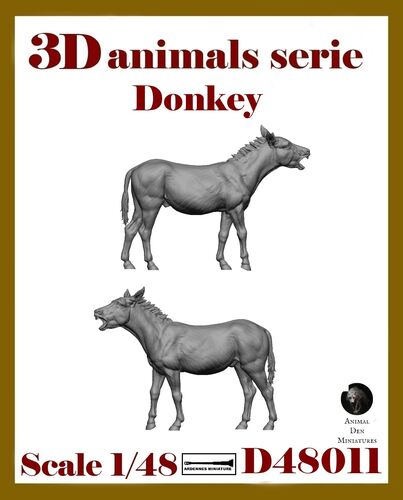 Ardennes Miniature D48011 Donkey - 3D Animal Series (2 Figures / 3D-Printed)