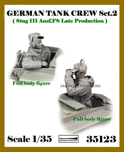 NEW! Ardennes Miniature 35123 German Tank Crew Set No.2 for Stug III. Aust.F8 Late Production (2 Figures)
