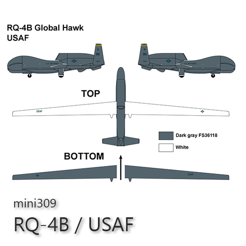 Miniwing 309 Northrop Grumman RQ-4 B Global Hawk USAF (1 plastic kit in bag - 1 decal version)