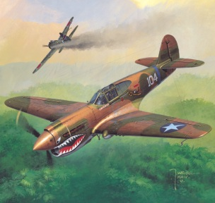 Haliński KA-SET-2-2004 Curtiss P-40E - American Fighter (Model With Laser Cut Frames)