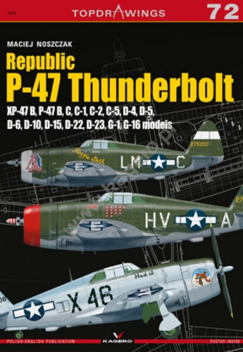 Kagero TD-7072-EN+PL Republic P-47 Thunderbolt Xp-47B, B,C,D,G