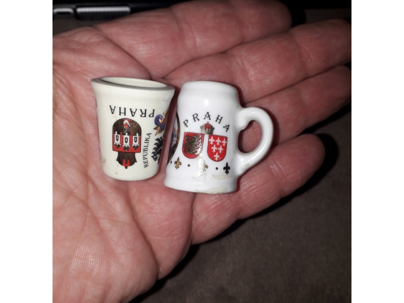 Porcelan, Praha - krigla,i čaša- minijatura