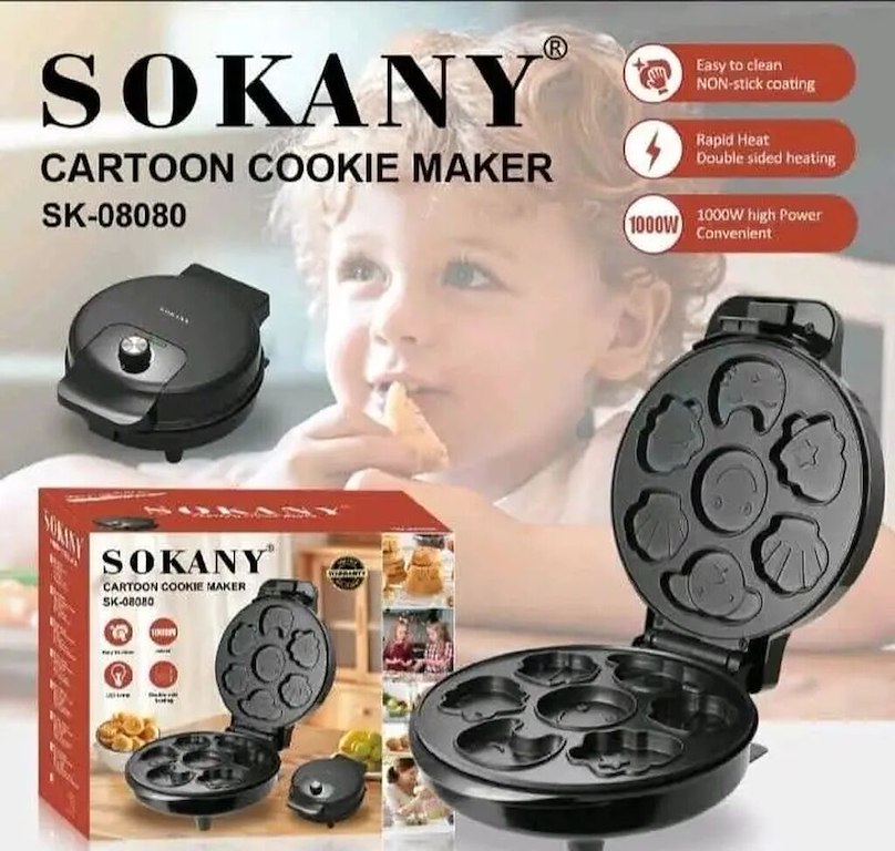 AKCIJA Sokany Cartoon Cookie Maker SK-08080 - Aparat za pravljenje