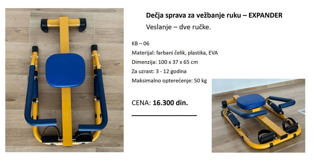 DEČJA SPRAVA ZA VEŽBANJE RUKU – EXPANDER Veslanje – dve ručke Opis: -