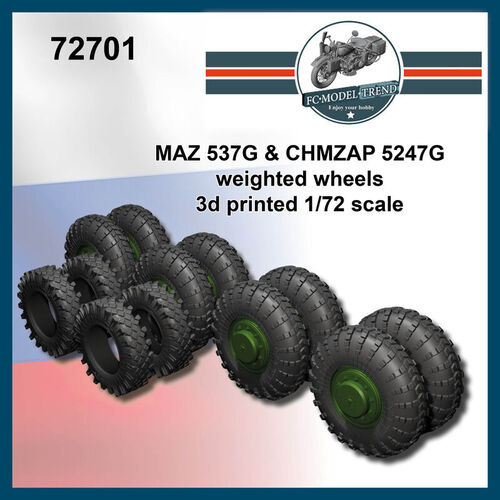 NEW! FC ModelTrend 72701 MAZ 537G & CHMZAP 5247G - 3D-Printed Trailer Wheels