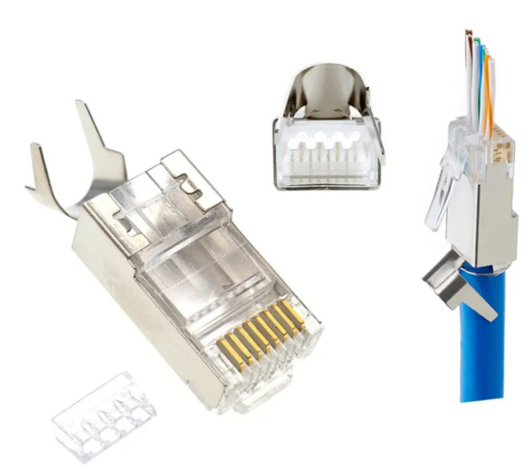 LC-PTF7-01/10 Gembird Zasticeni modularni CAT7 prolazni utikac 15u pozlacen, FTP, SFTP, 10 kom.
